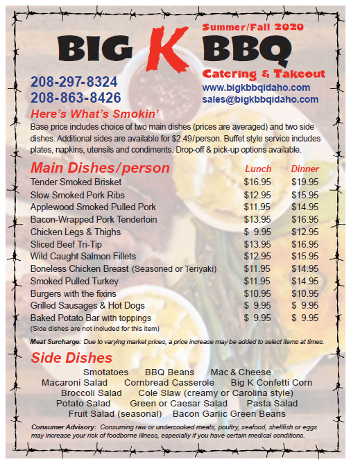 Catering Menu - Big K: Boise's Best BBQ