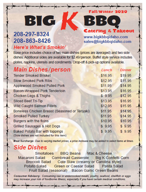 Catering Menu - Big K: Boise's Best BBQ